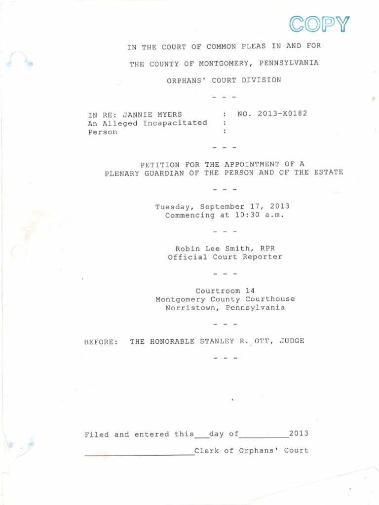 Notes of Testimony 1 For Jannie Myers | PDF