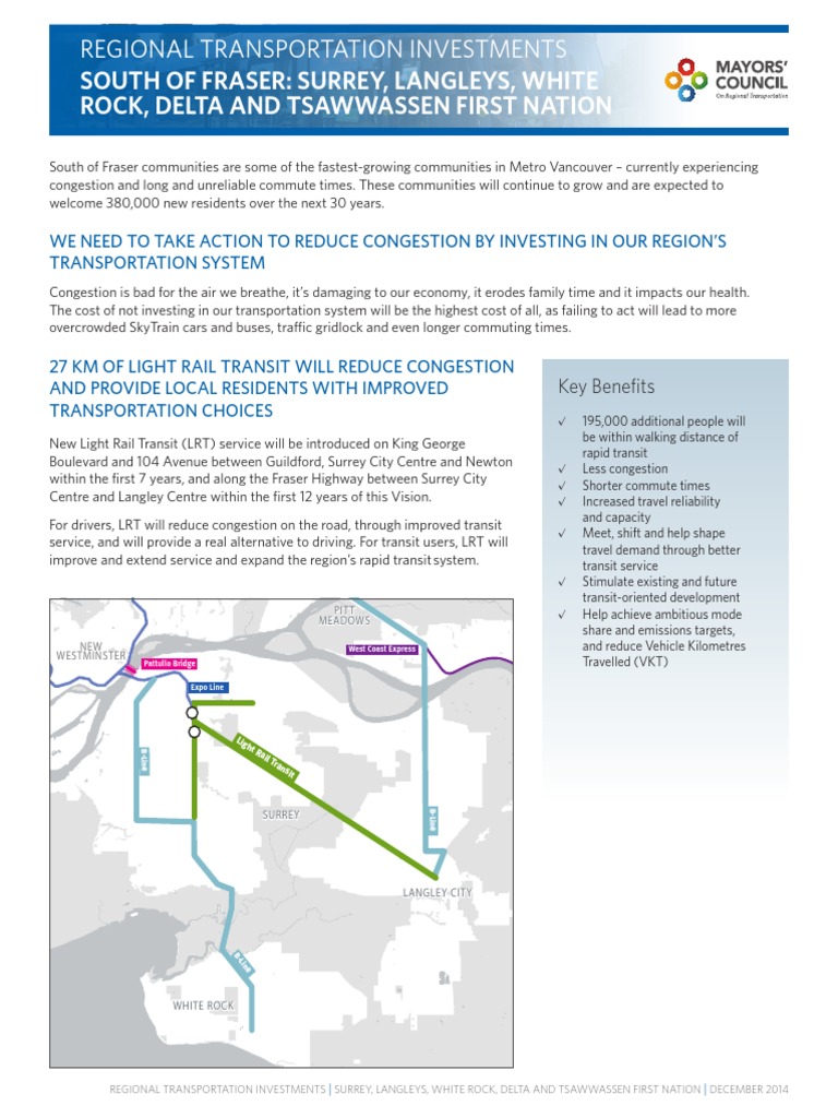 Transit Investments Fact Sheet South of Fraser | PDF | Light Rail ...