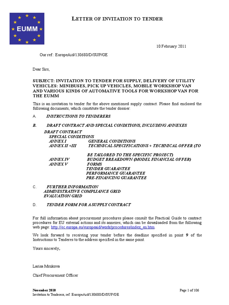 Tender Dossier - Sample | Personally Identifiable Information | Guarantee