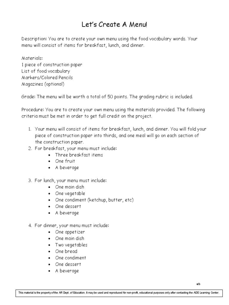 Menu | PDF