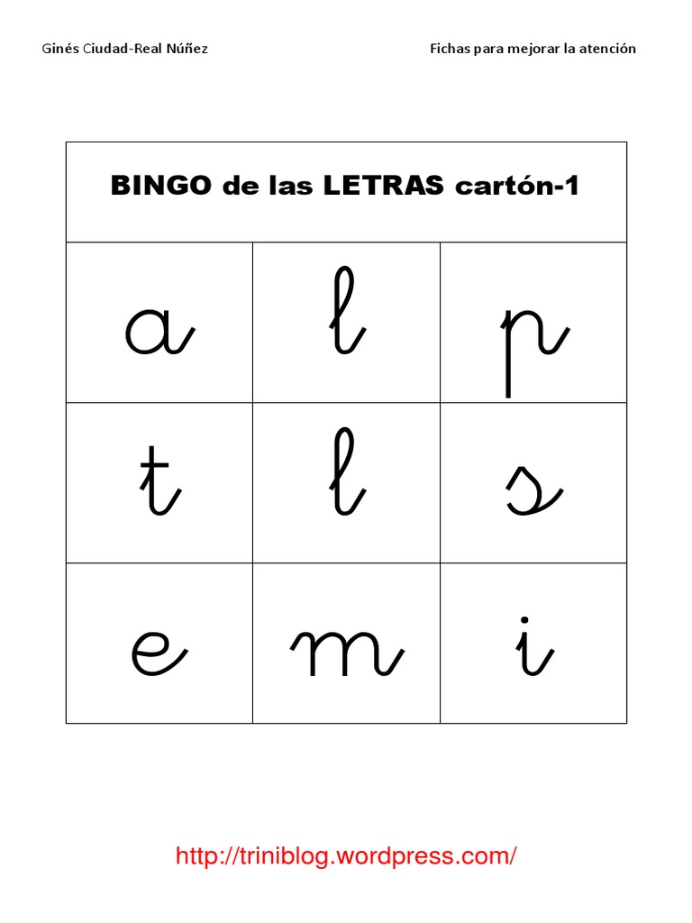 Juguemos Al Bingo de Las Letras PDF | PDF