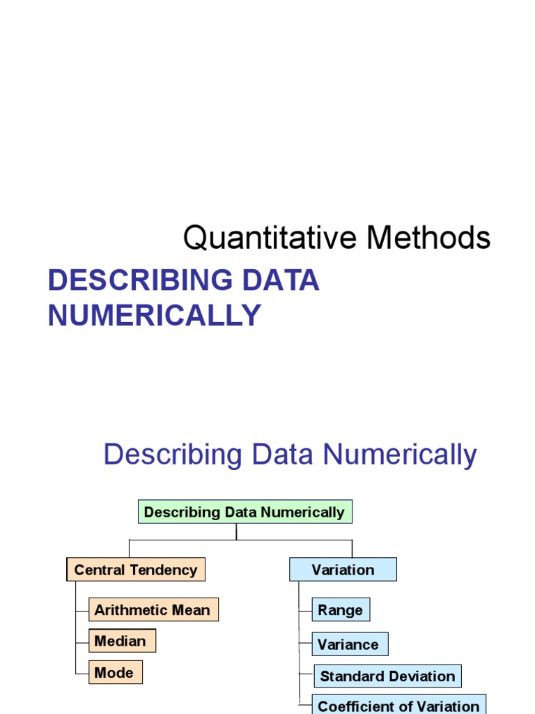 Quantitative Methods: Describing Data Numerically | PDF | Median ...