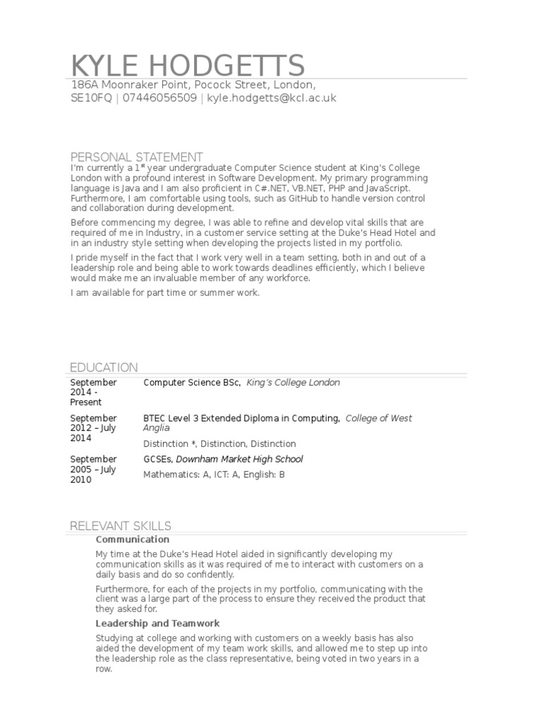CV: Kyle Hodgetts | Download Free PDF | Application Software | Websites
