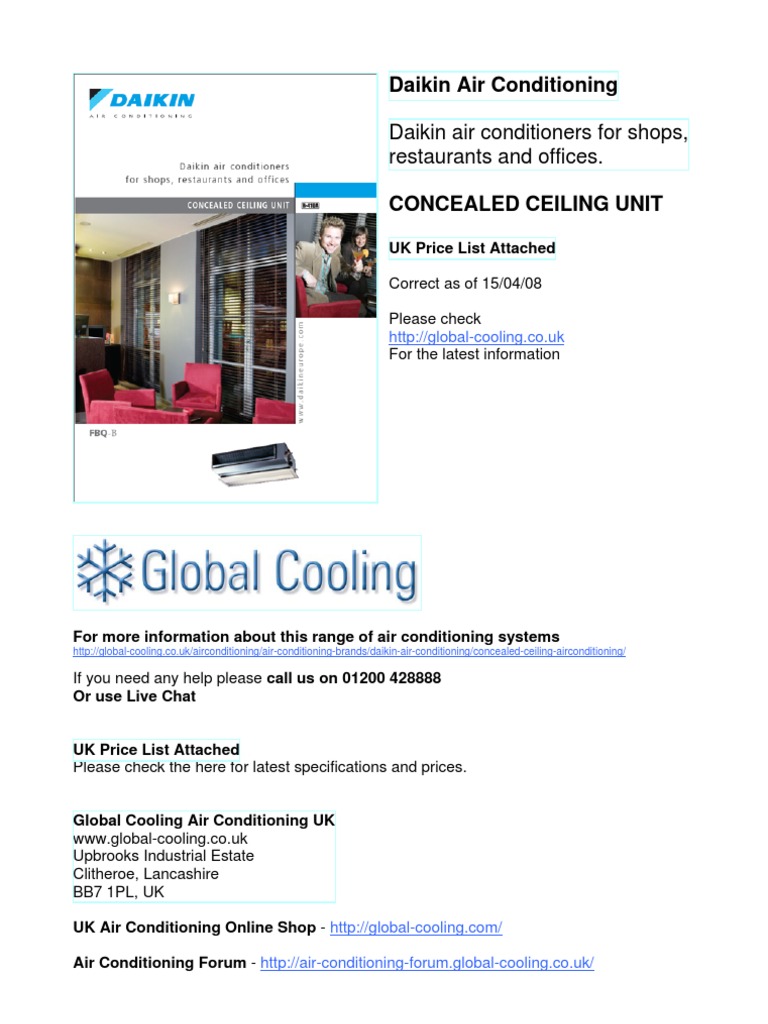 Daikin Concealed Air Conditioning Ceiling Unit | PDF | Hvac | Heat Pump