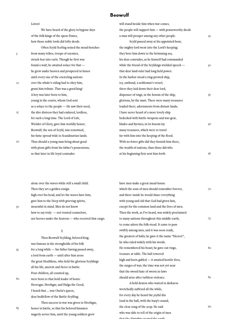 Liuzza's Beowulf Excerpt | PDF | English Heroic Legends | Geats