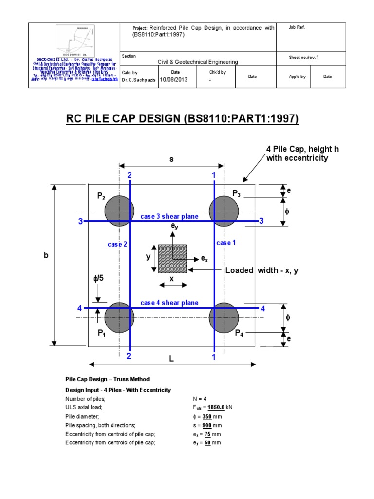 Sachpazis - 4 RC Piles Cap Design With Eccentricity Example (BS8110 ...