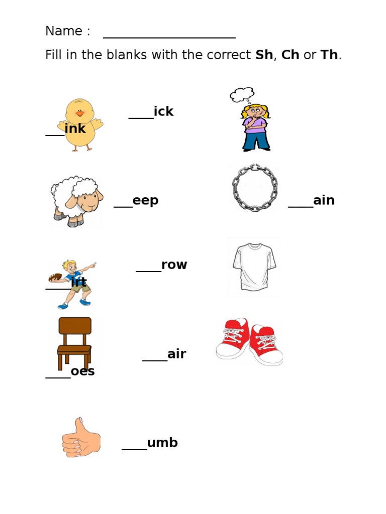 Hojas De Trabajo De Sh Ch Th Wh Phonics Review: /sh/ /th/ /ch/ – Mr