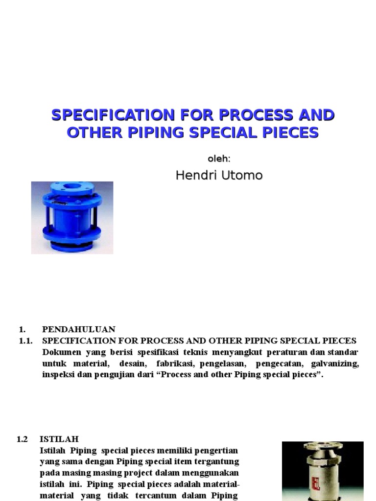 Spesifikasi Piping Special Pieces | PDF | Sekrup | Pengelasan