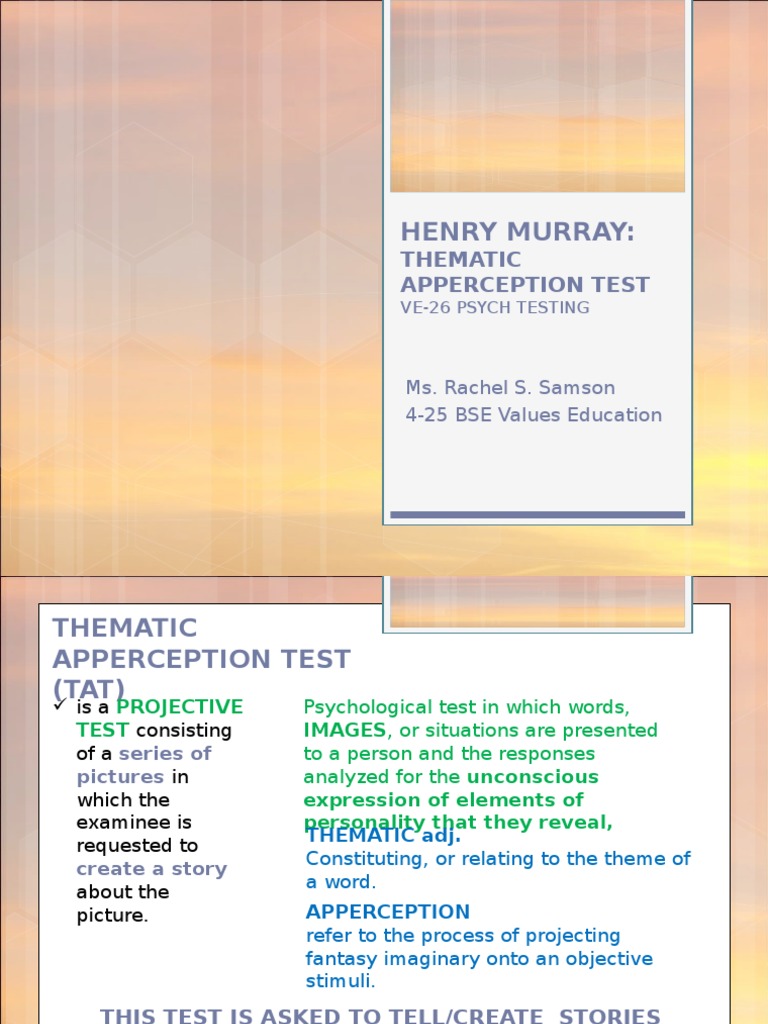 Thematic Apperception Test | Psychological Concepts | Psychology ...