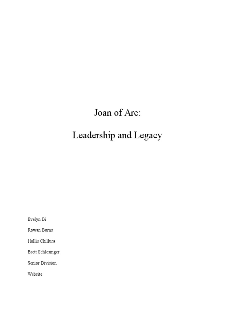 Joan of Arc: Leadership and Legacy: Evelyn Bi Rowan Burns Hollis ...