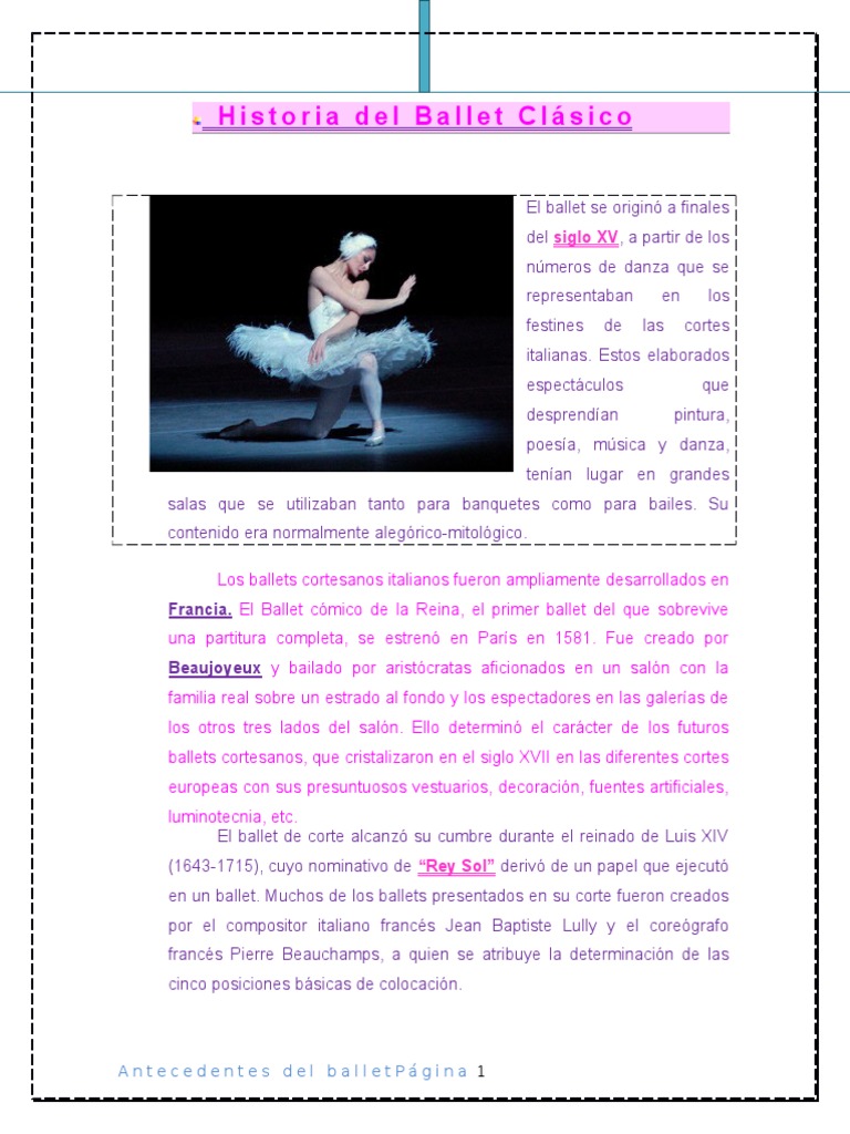 Historia Del Ballet Clásico | PDF | Ballet | Compañías de ballet
