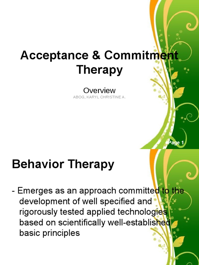 Acceptance & Commitment Therapy - Introduction | PDF | Behaviour ...