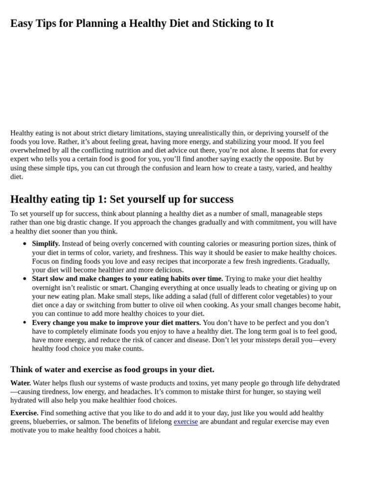Healthy Eating Made Simple: Five Effective Tips for Planning and ...