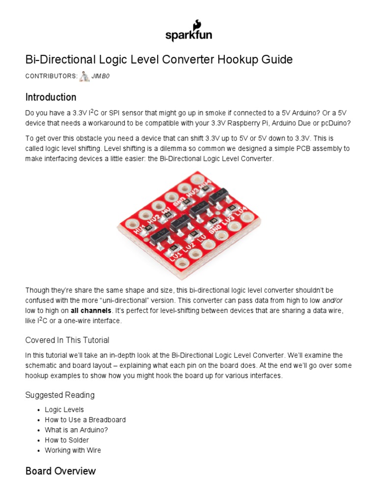 Bi-Directional Logic Level Converter Hookup Guide - Learn - Sparkfun ...