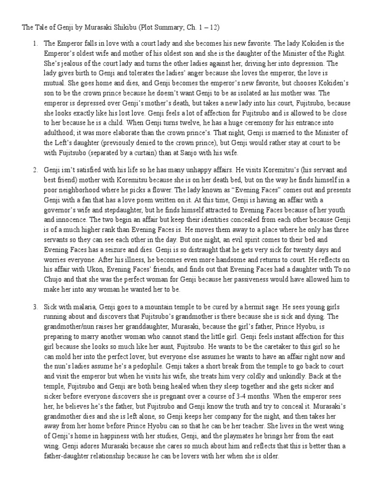 Genji's Journey: Chapters 1-12 Summary | PDF | The Tale Of Genji
