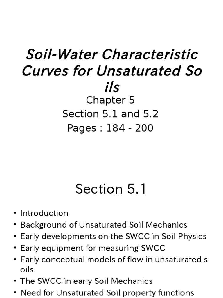 Chapter 5 - Soil-Water Characteristic Curves For Unsaturated Soils ...