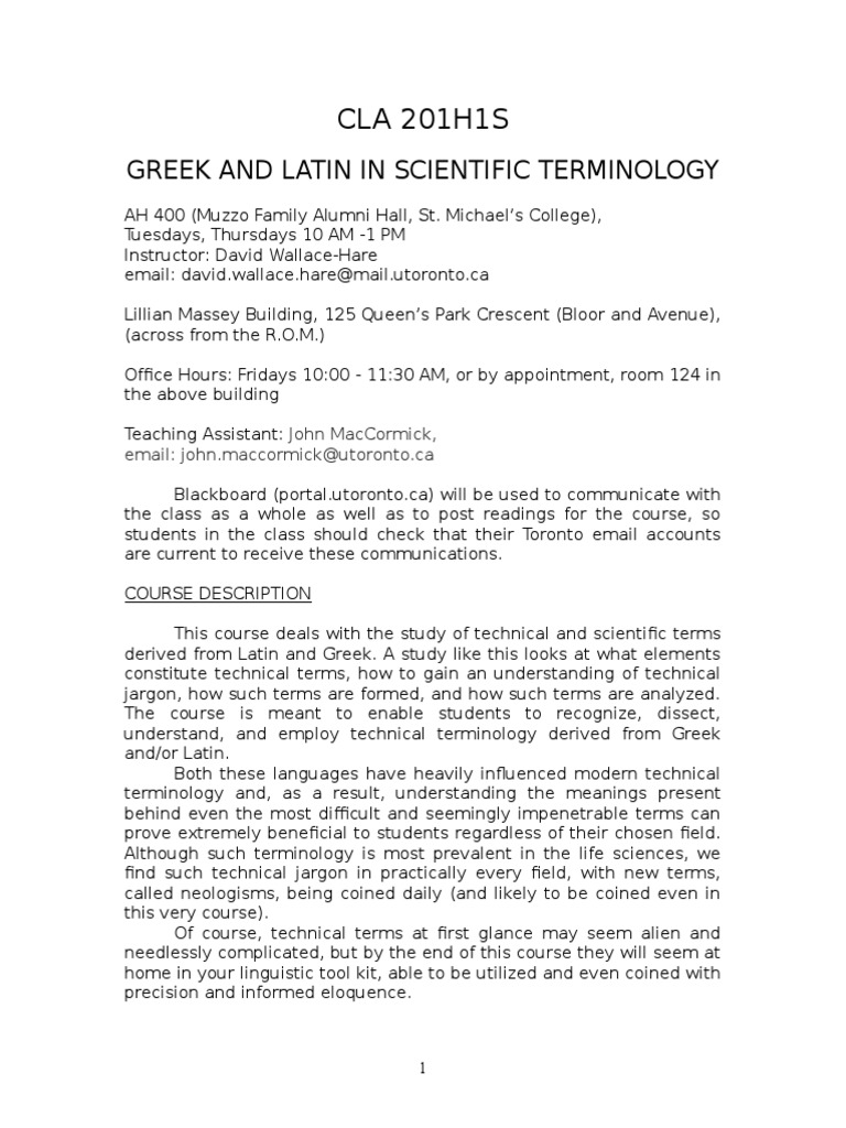 Greek and Latin Roots in Scientific Terminology | PDF | Citation ...