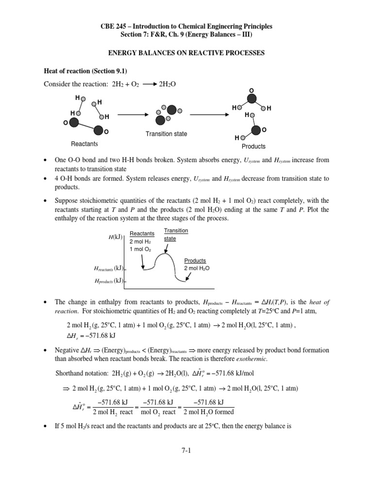 Energy Balances On Reactive Systems (Ch. 9) | PDF | Stoichiometry | Combustion
