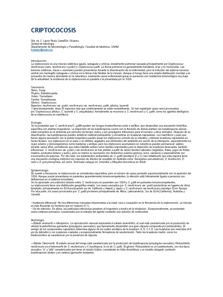 Criptococosis | PDF | Hongo | Biología Celular)