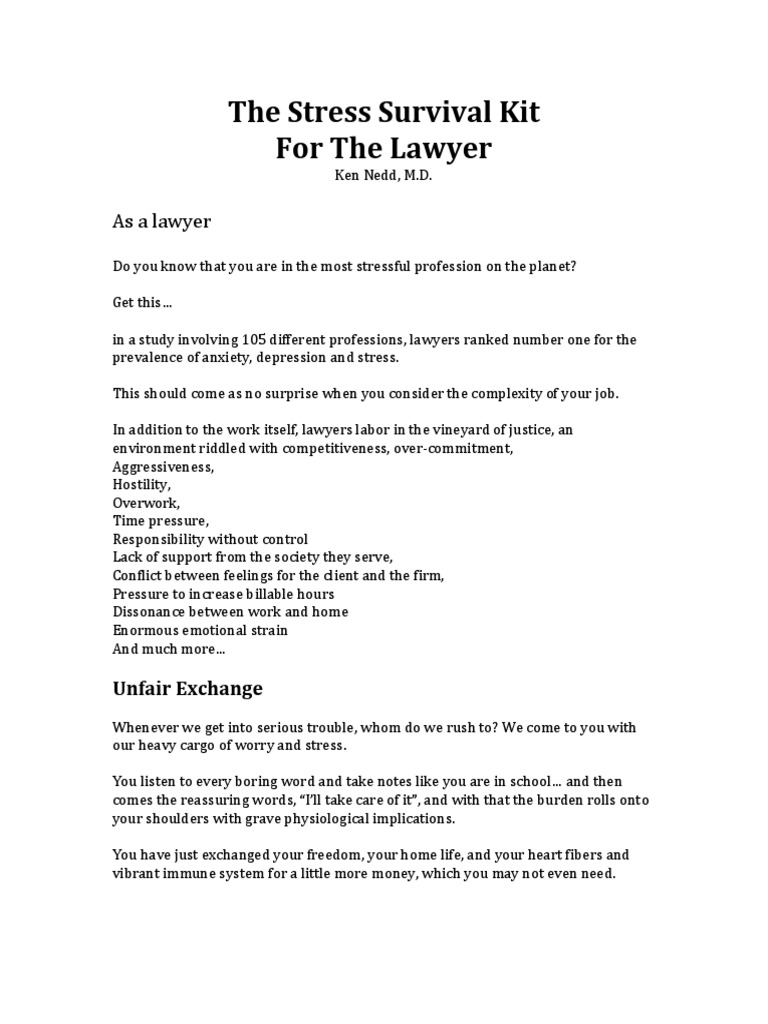 Stress Survival Kit For Lawyers PDF | Download Free PDF | Autonomic ...
