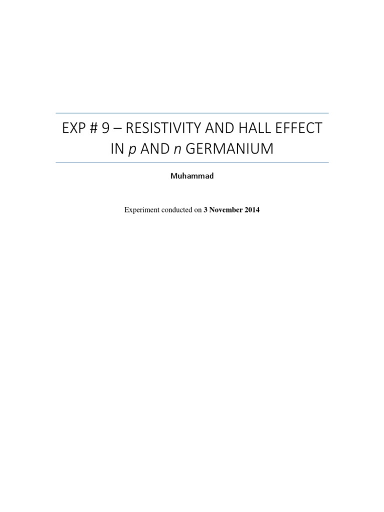 Germanium Resistivity and Hall Effect Analysis | PDF | Electrical ...