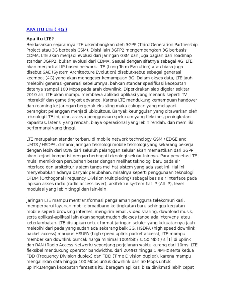 Apa Itu Lte 4G | PDF
