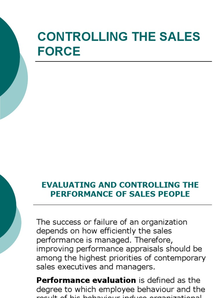 Controlling The Sales Force | PDF | Sales | Performance Appraisal