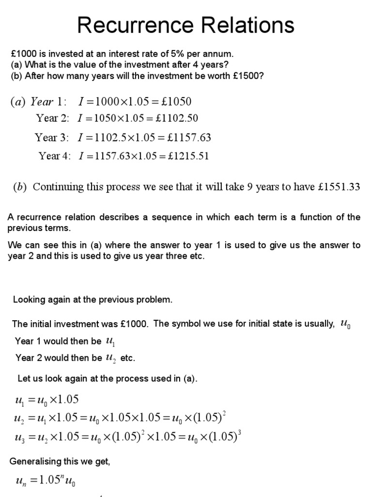 Chapter 5 Recurrence Relations | PDF | Recurrence Relation | Teaching ...