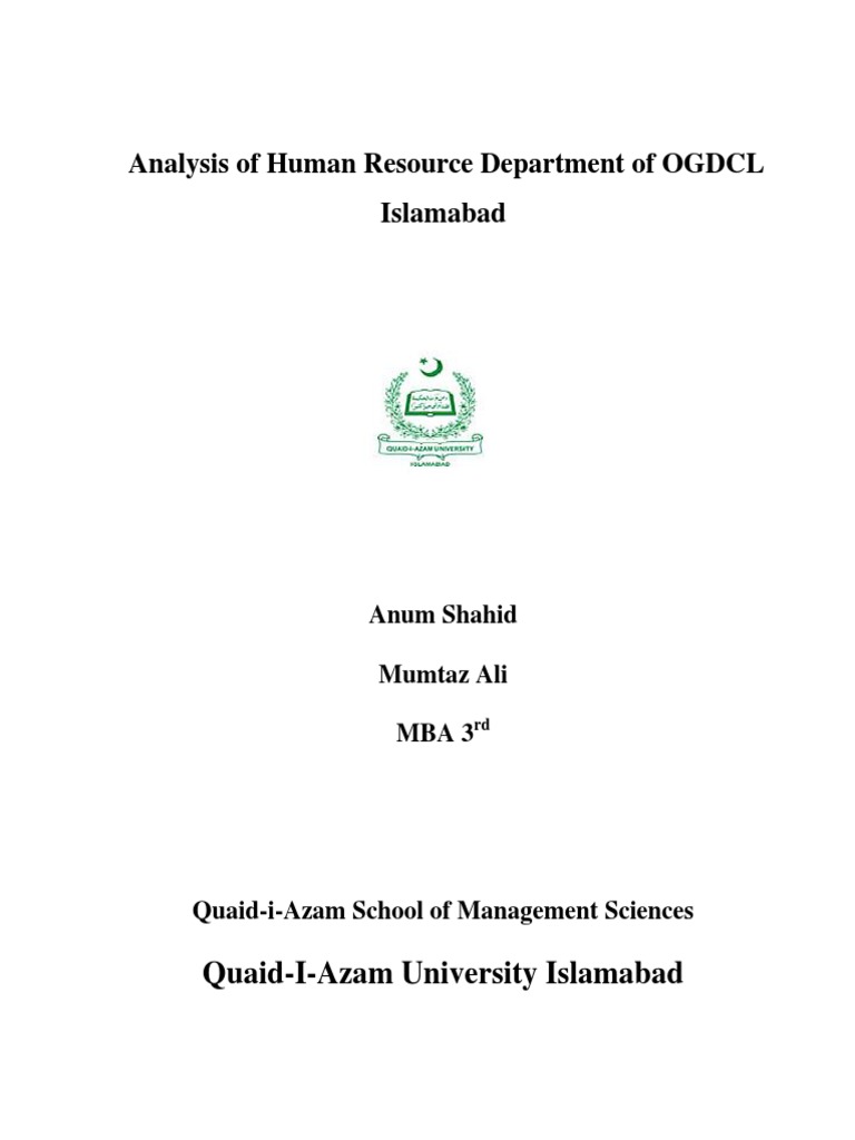 HR Project On OGDCL PDF | PDF | Human Resource Management | Recruitment