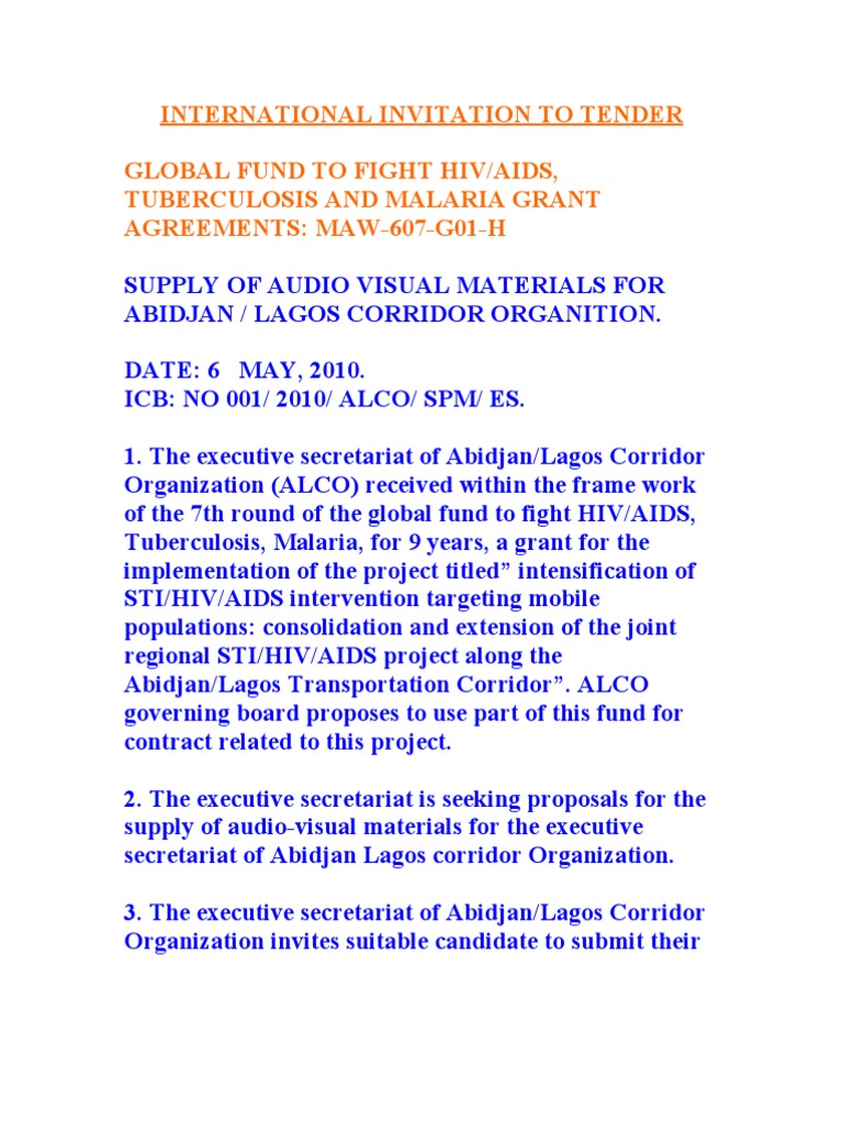 International Invitation To Tender.. | PDF