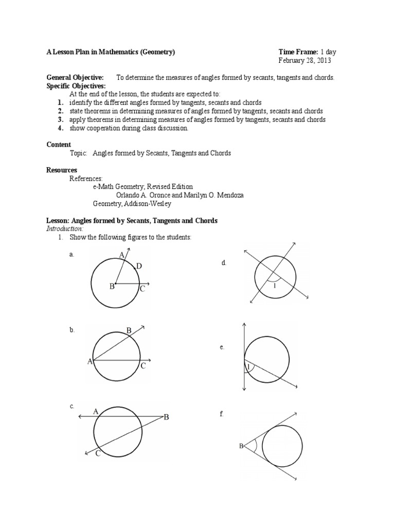Angles from Secants, Tangents, Chords | PDF | Trigonometric Functions ...