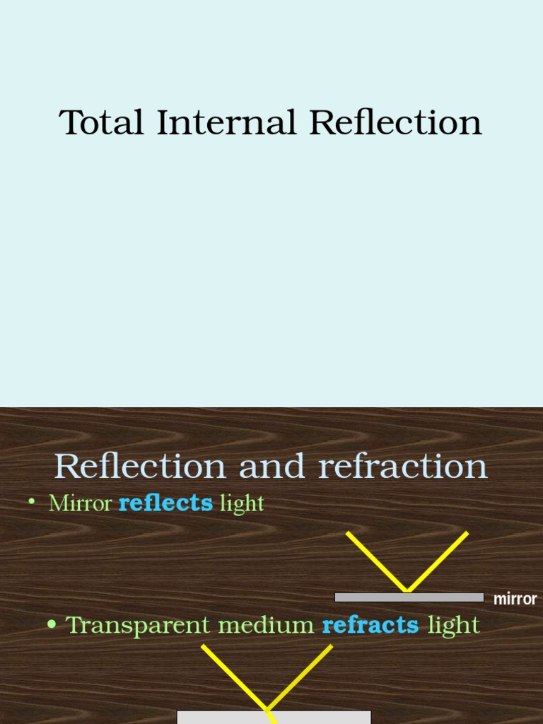 Total Internal Reflection | PDF | Refraction | Reflection (Physics)