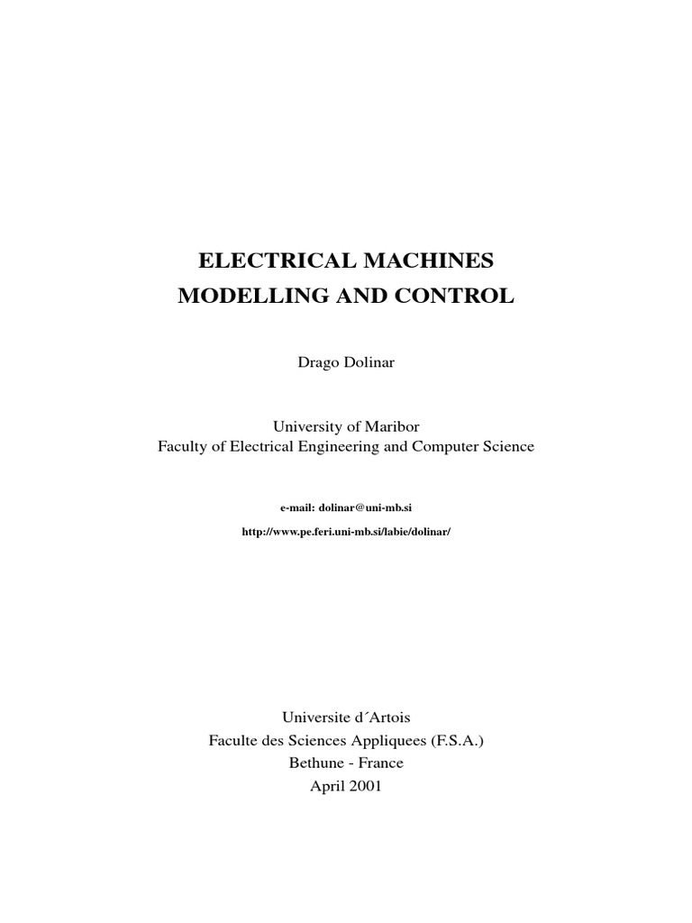 Electrical Machines Modelling and Control | PDF | Inductor | Laplace ...