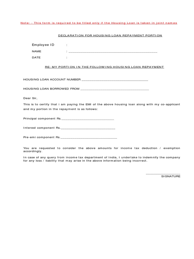 Housing Loan Declaration | PDF