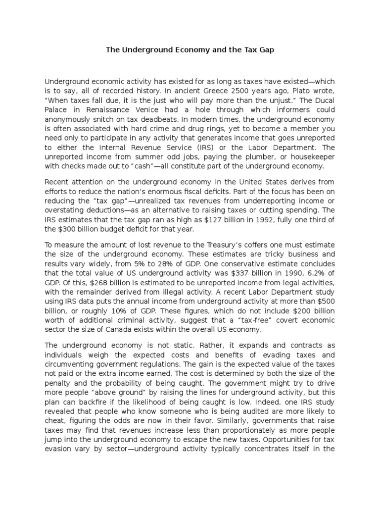Understanding the Underground Economy | PDF | Black Market | Deficit ...