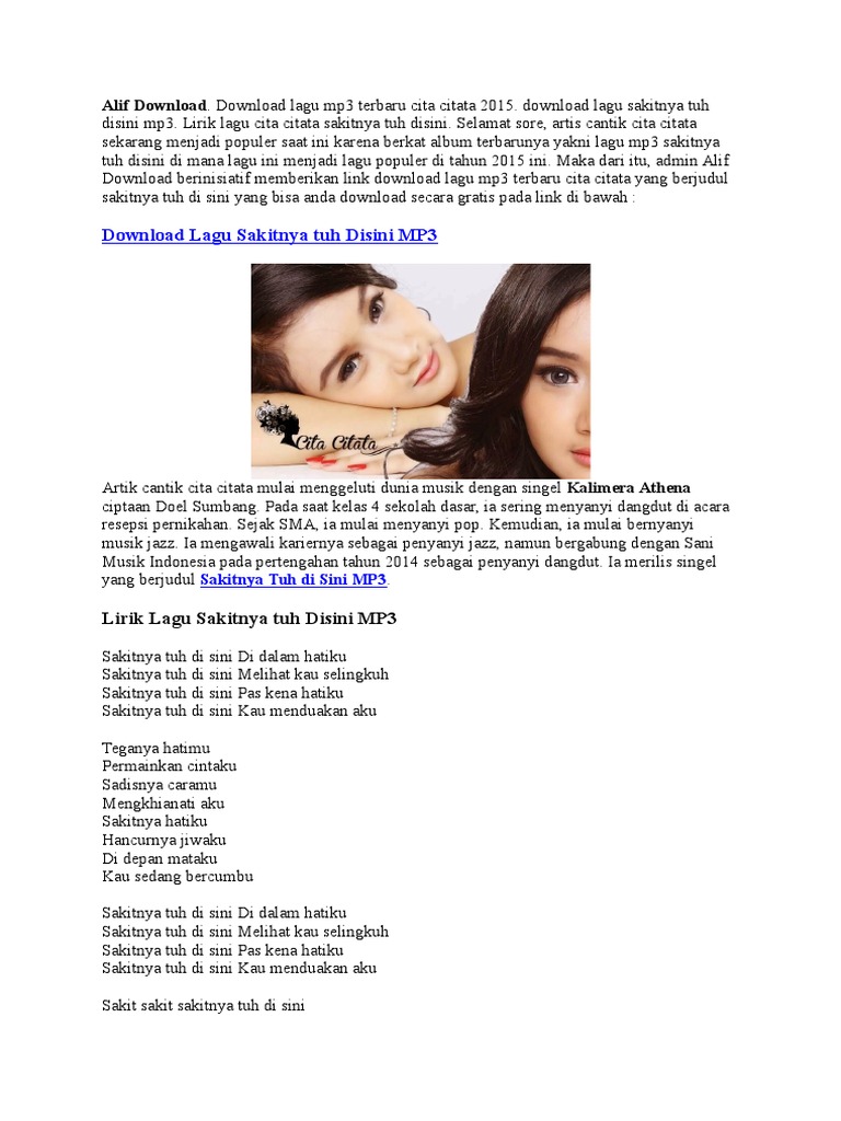 Lagu Terbaru Cita Citata Sakitnya Tuh Disini MP3 | PDF | Seni & Disiplin Bahasa | Seni