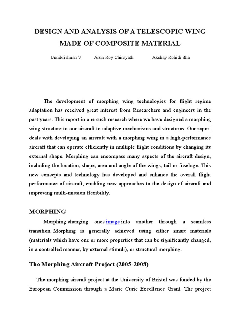 Design and Analysis of A Telescopic Wing Made of Composite Material ...