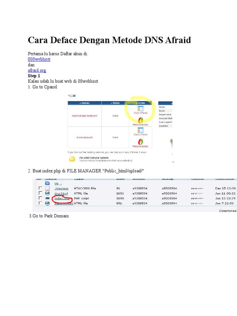 Cara Deface Dengan Metode DNS Afraid | PDF