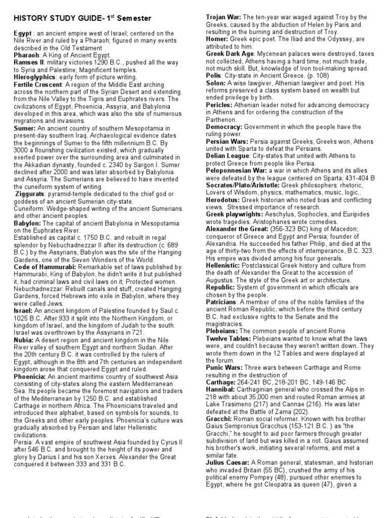 Ancient Civilizations Study Guide | PDF | Ancient Greece | Ancient History