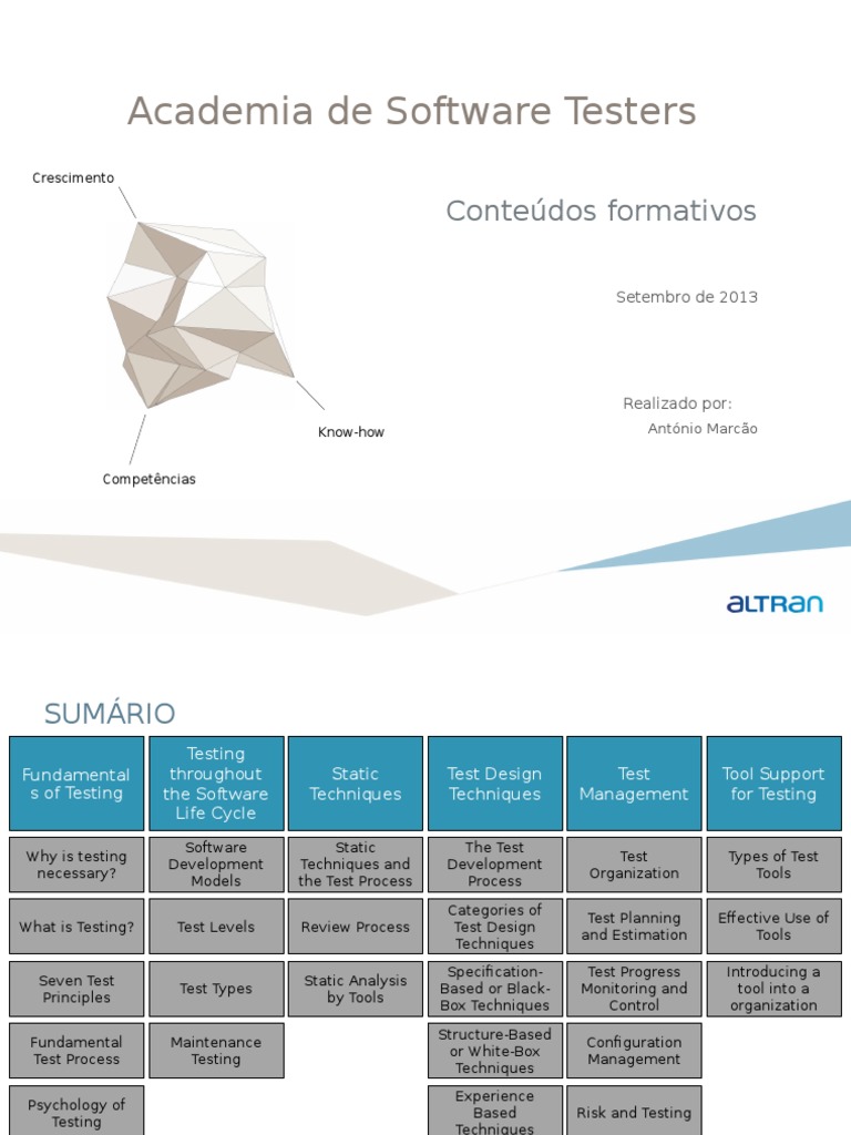 Academia de Software Testers: Conteúdos Formativos | PDF | Software ...
