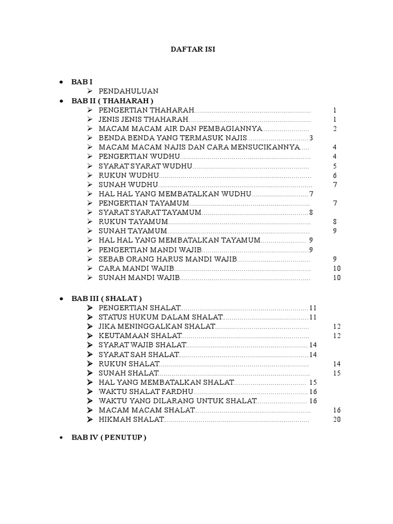 Contoh Daftar Isi Makalah Agama Islam | PDF