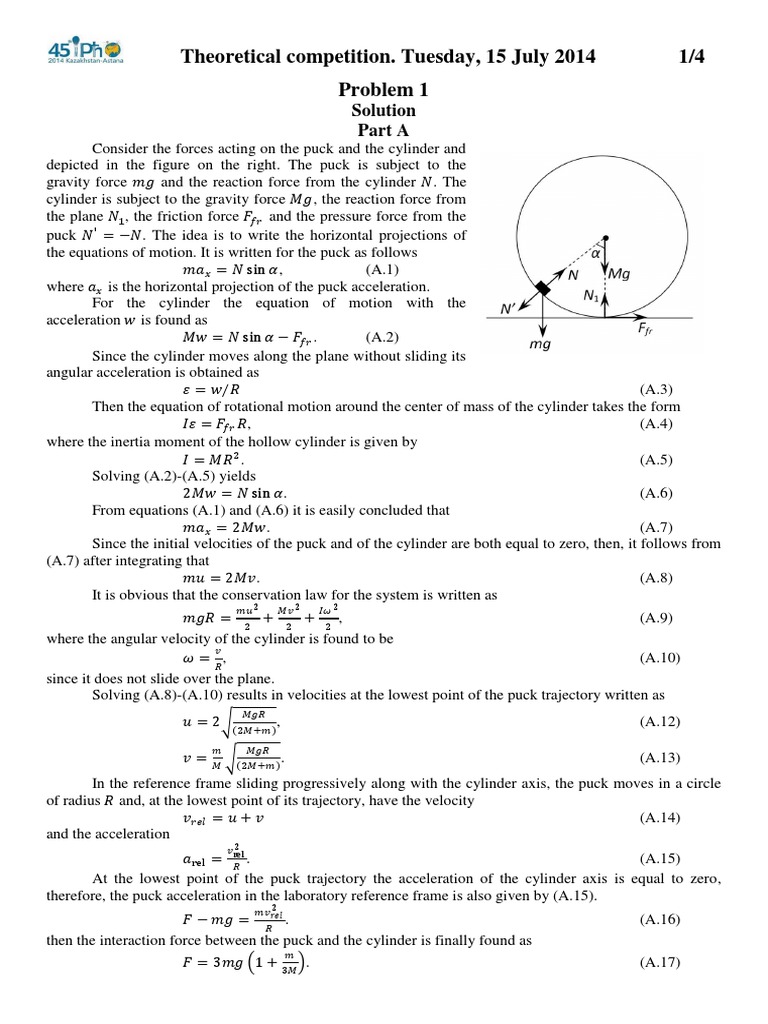 IPHO 2014 Mechanics Problem Solutions | PDF | Heat Capacity | Force