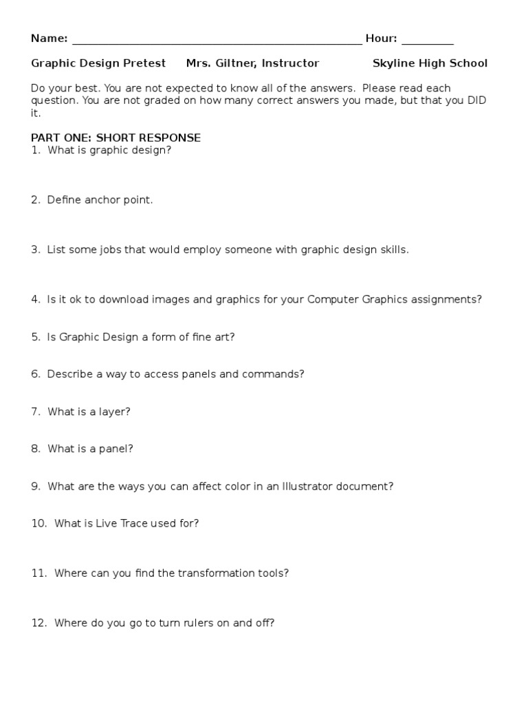 Graphic Design Pretest Questions | PDF | Art