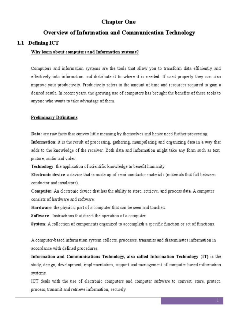 ICT Chapter 1 | Download Free PDF | Automated Teller Machine | Information System