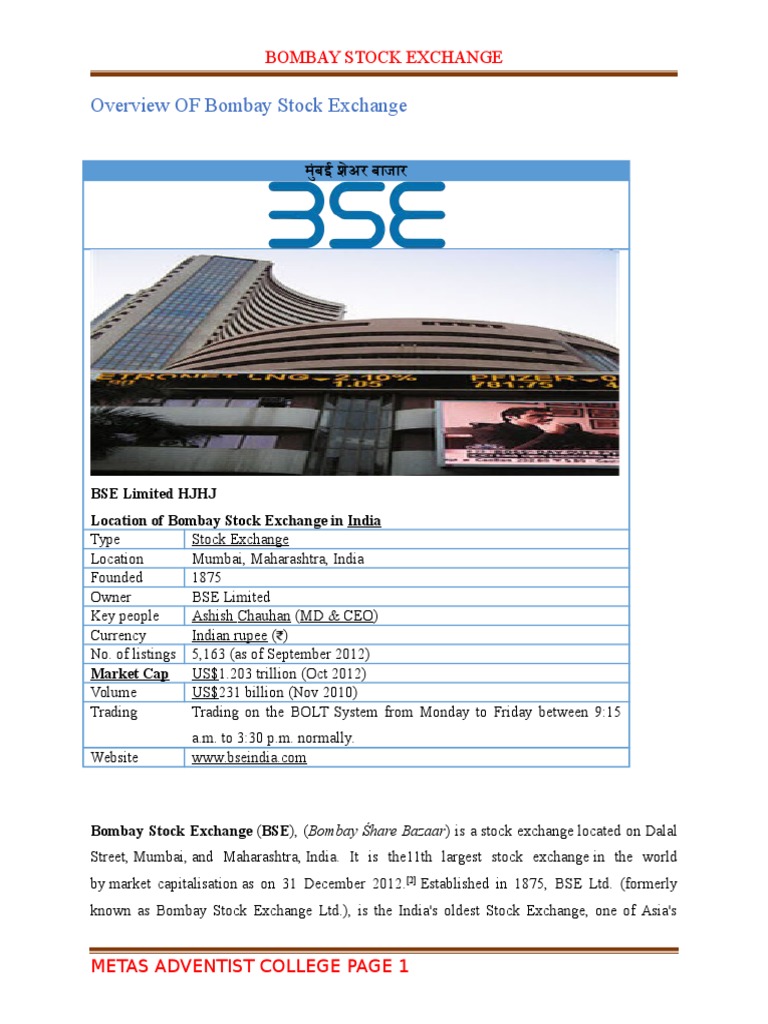 Bse | PDF | Stock Market | Stock Market Index