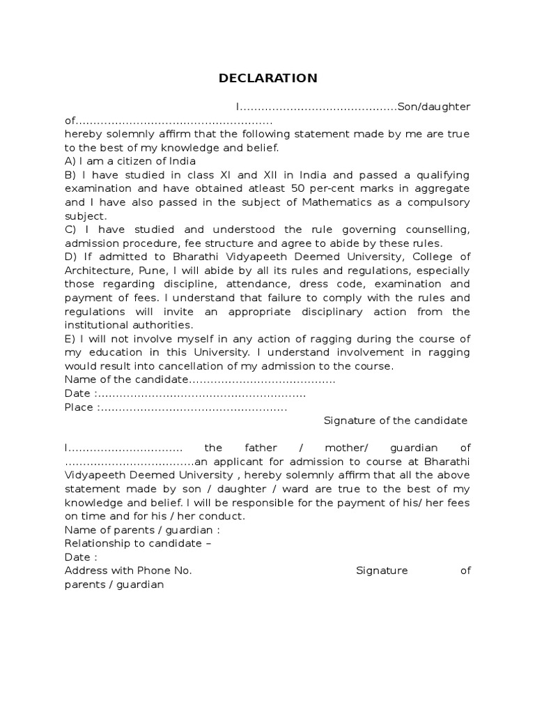 Declaration | Affidavit | Common Law