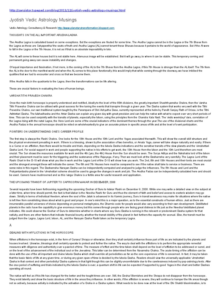 Vedic Astrology Arudha Lagna Insights Pdf Hindu Astrology