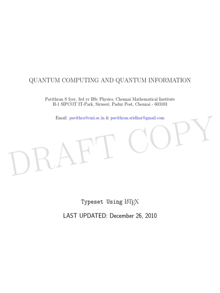 Quantum Computing and Information | PDF | Group (Mathematics) | Modern ...