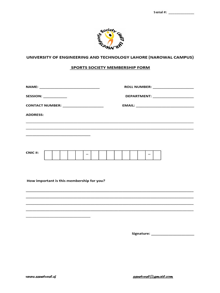 Sports Society Membership Form | PDF