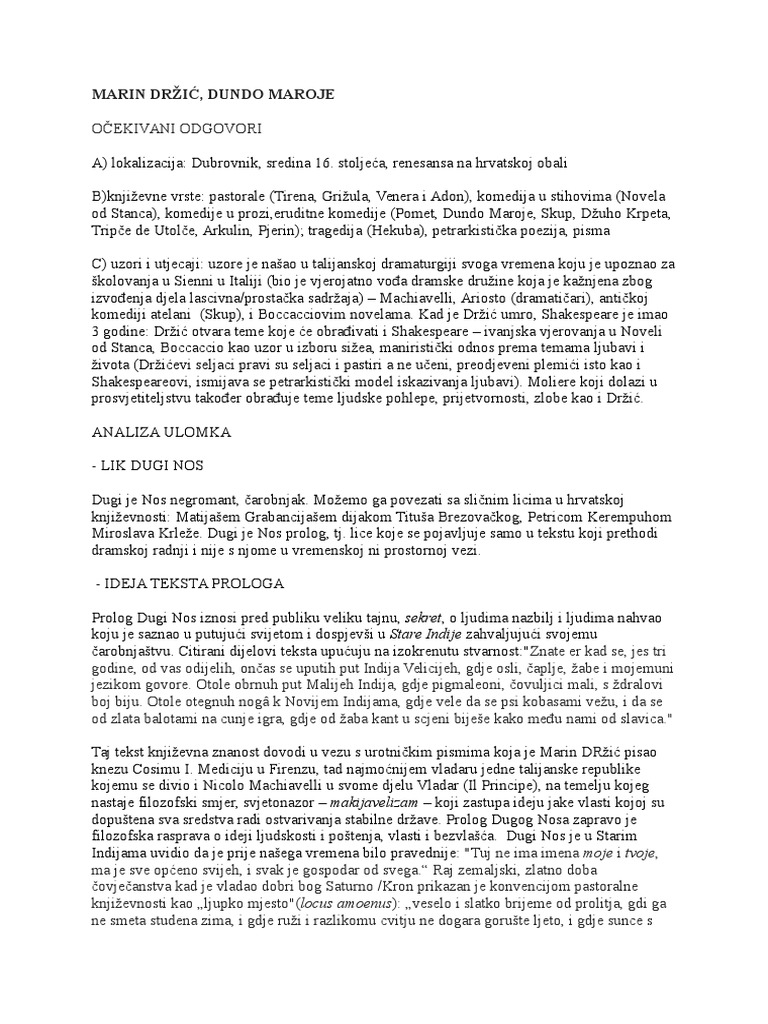 Odgovori Dundo Maroje | PDF